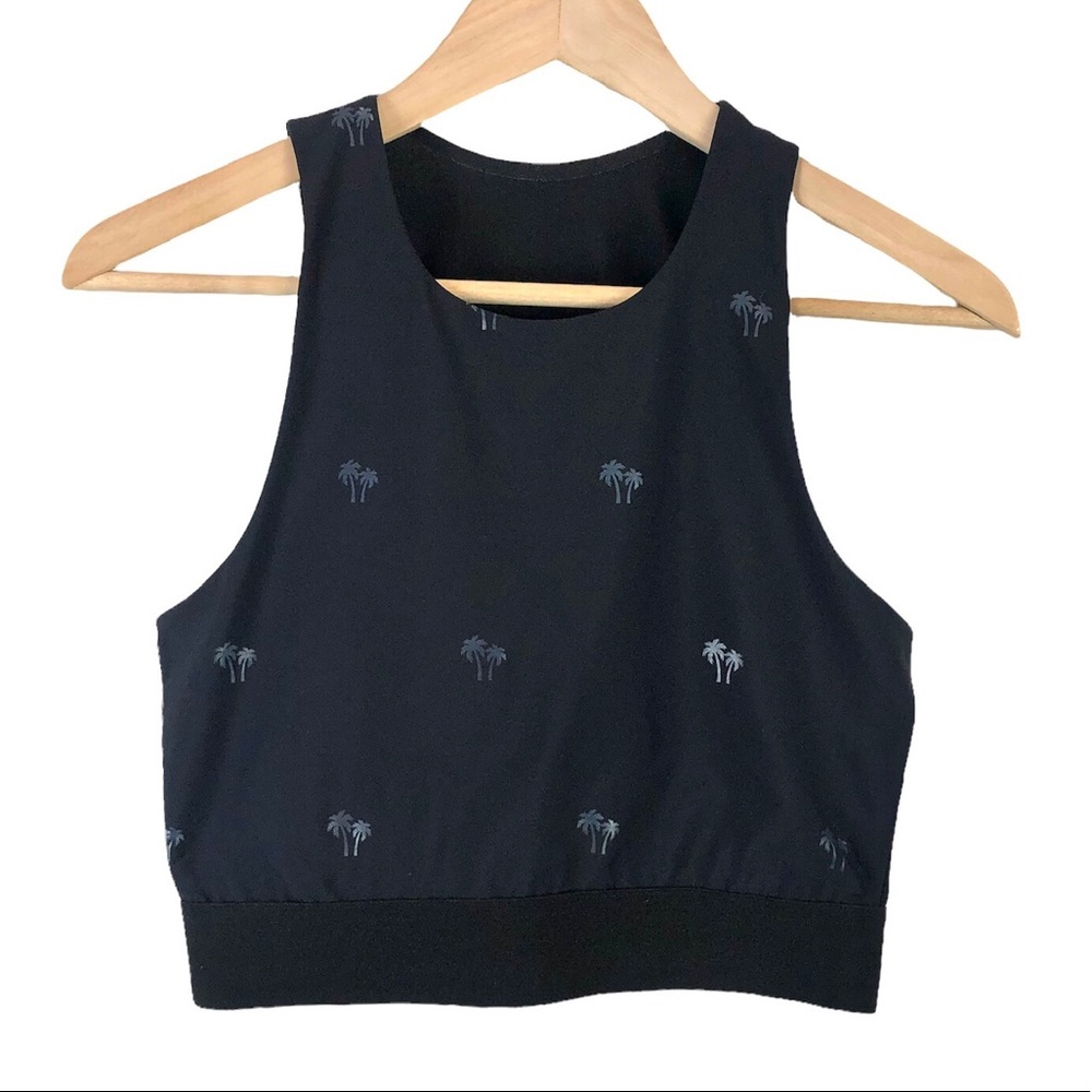 Noli Palm Tree Crop Black Tank In Size Large - Gem
